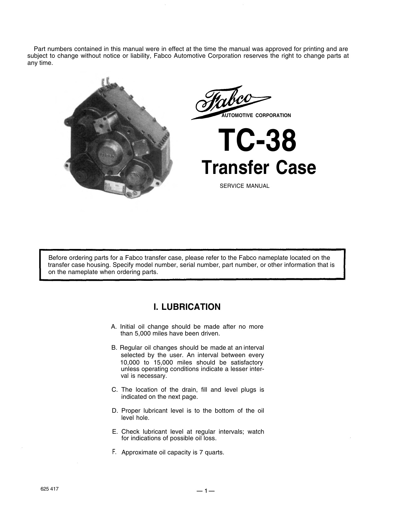 Fabco TC 38 Service Manual | Manualzz