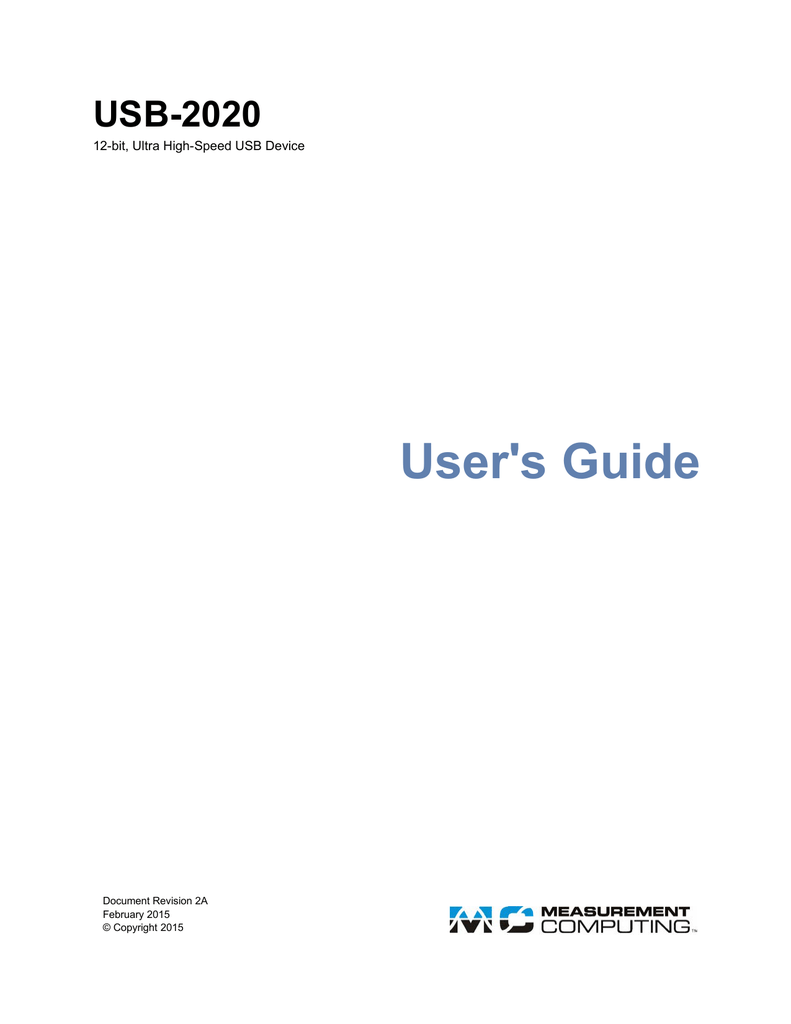 Measurement Computing USB-2020 User Manual | Manualzz