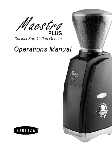 Baratza Maestro Plus Coffee Grinder Operations Manual | Manualzz