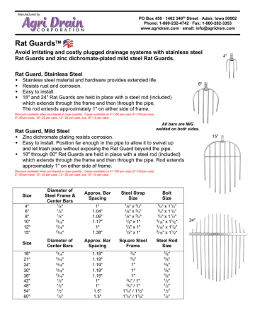 Agri Drain RG12 12 in. Rat Guard Specification | Manualzz