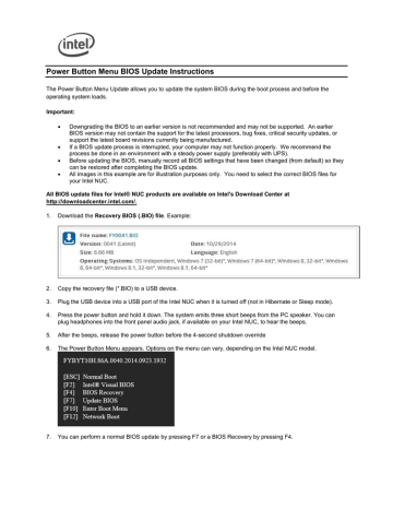Intel NUC Power Button Menu BIOS Update Instructions | Manualzz