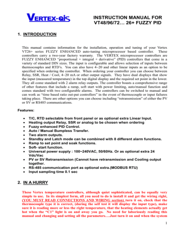 Vertex VT4826+ Instruction manual | Manualzz