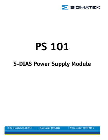 SIGMATEK S-DIAS PS 101 User Manual | Manualzz