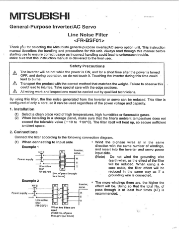 Mitsubishi FR-BSF01 Line Noise Filter Instruction Manual | Manualzz