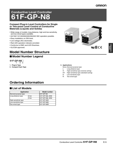 Omron 61F-GP-N8 - Datasheet | Manualzz