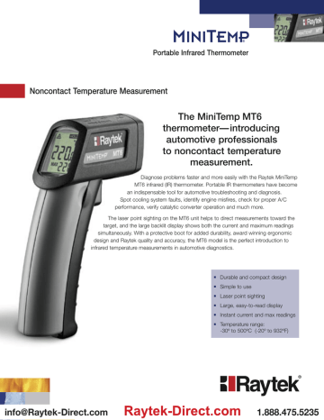 RayTek RAYMT6U MiniTemp Infrared Thermometer Datasheet | Manualzz