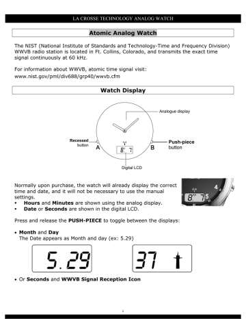 La Crosse Technology Atomic Analog Watch User Manual | Manualzz