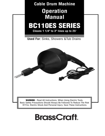 BrassCraft BC110ES Cable Drum Machine Manual | Manualzz
