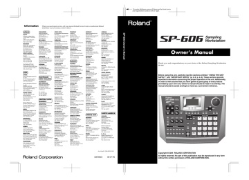 Roland SP-606 Owner's Manual | Manualzz