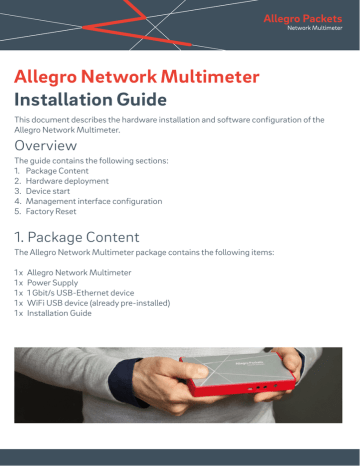 Allegro Packets Network Multimeter Installation Guide | Manualzz