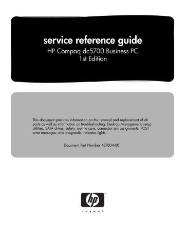 HP Compaq dc5700 Small Form Factor PC Reference Guide | Manualzz