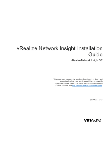 vRealize Network Insight 3.2 Installation Guide | Manualzz