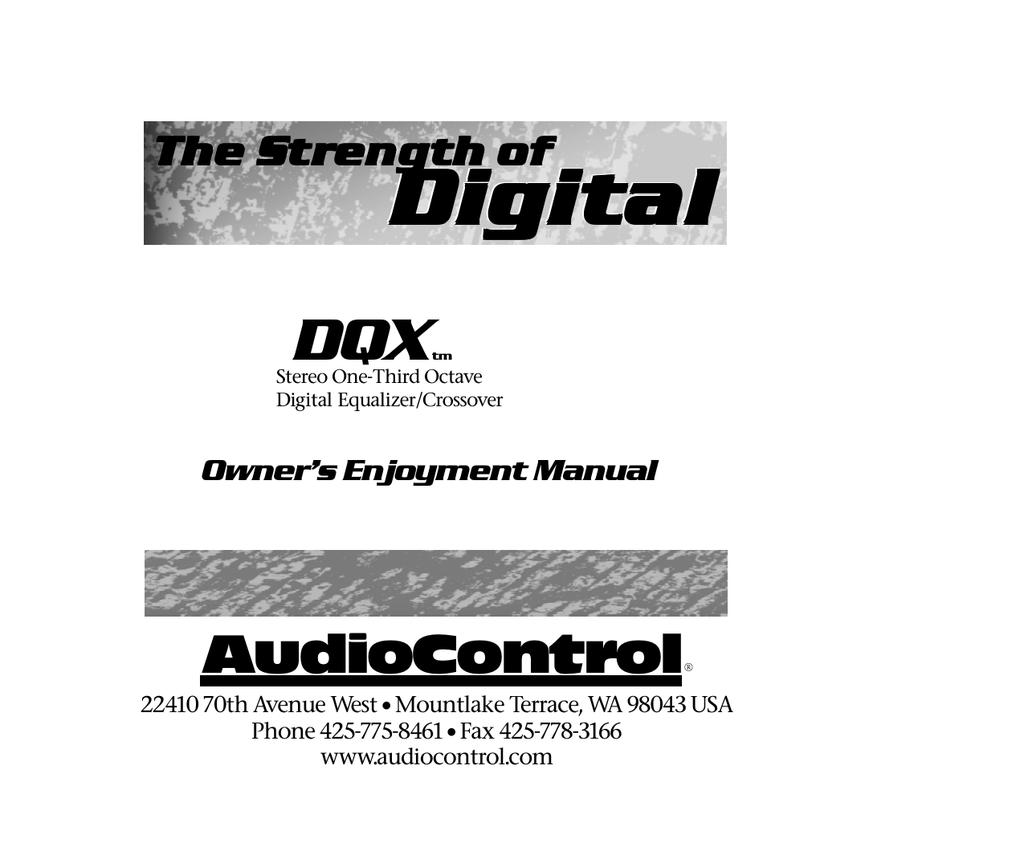 AudioControl DQX Owner's Manual | Manualzz