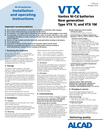 Alcad VTX 1L and VTX 1M Installation and operating instructions | Manualzz