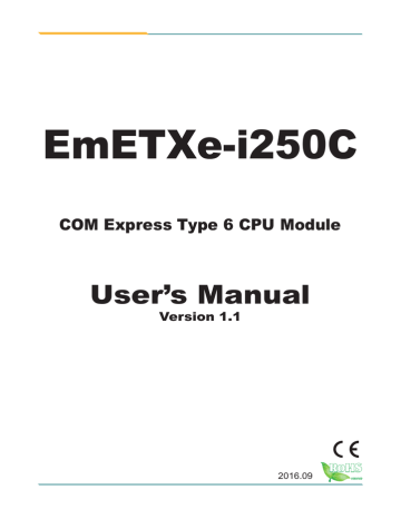 COM Express CPU Module EmETXe i250C User's Manual | Manualzz