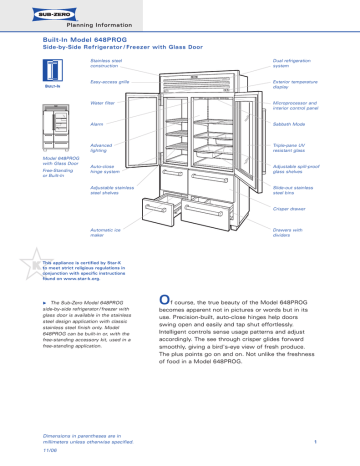 Sub-Zero Sub-Zero 648PROG Specifications | Manualzz