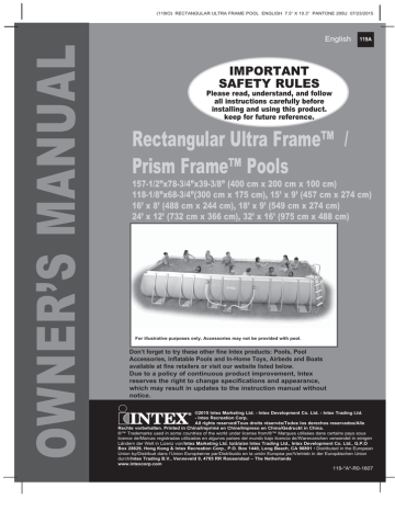 Intex above ground pool Owner's Manual | Manualzz