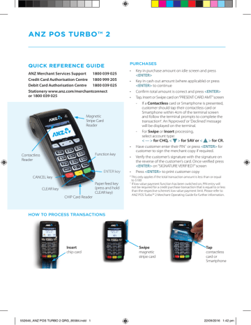 ANZ POS Turbo 2 Quick Reference Guide | Manualzz