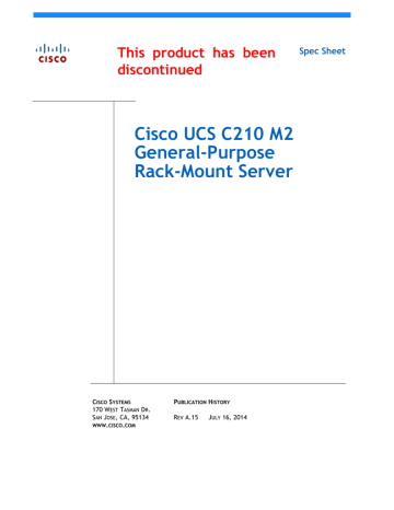 Cisco UCS C210 M2 Spec sheet | Manualzz