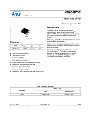 STMicroelectronics VN800PT-E Datasheet | Manualzz
