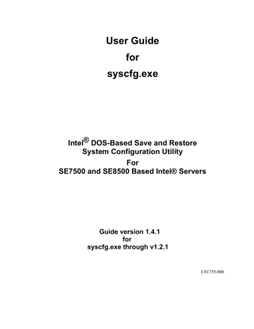 Intel SE7500, SE8500 System Configuration Utility User Guide | Manualzz