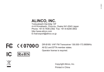 ALINCO DR-B185 Instruction Manual | Manualzz