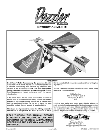 Dazzler ARF Instruction Manual | Manualzz