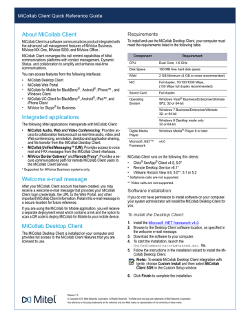Mitel MiCollab Client Quick Reference Guide | Manualzz
