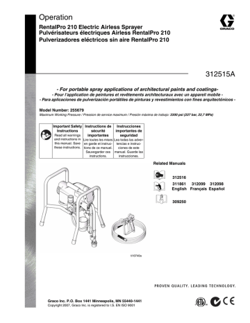 Electric Airless Sprayer RentalPro 210 User Manual | Manualzz