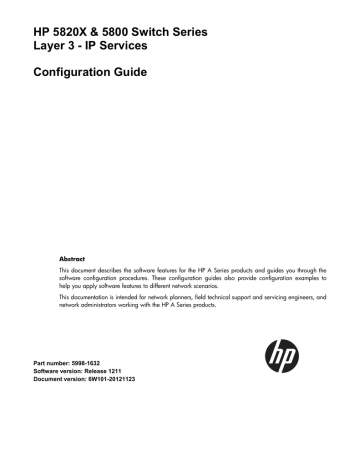 HP 5820X & 5800 Switch Series Layer 3 Configuration Guide | Manualzz
