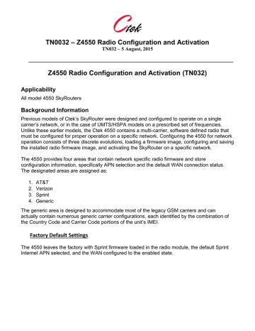 SkyRouter 4550 Radio Configuration and Activation - TechNote | Manualzz