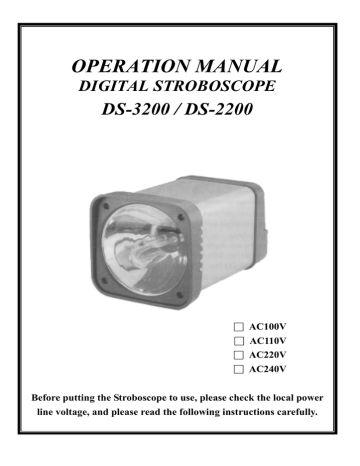 Digital Stroboscope DS-3200, DS-2200 Operation Manual | Manualzz