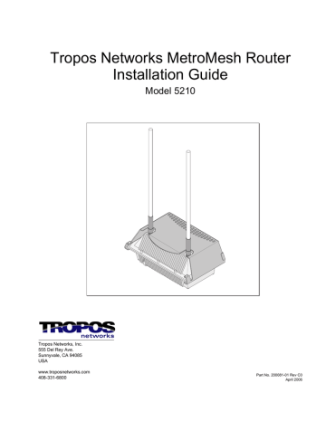 MetroMesh router 5210 Installation Guide | Manualzz