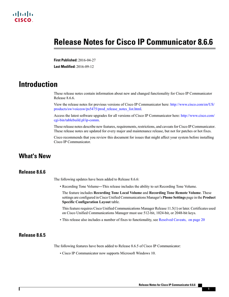 Release Notes for Cisco IP Communicator 8.6.6 | Manualzz