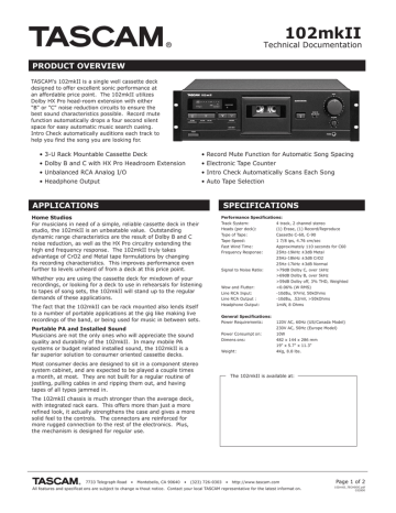 TASCAM 102mkII Technical Documentation | Manualzz