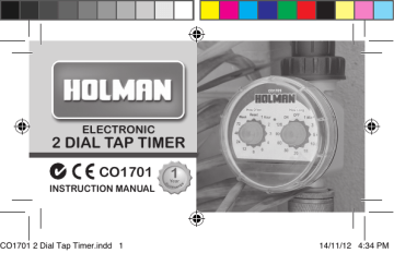 HOLMAN CO1701 2 Dial Tap Timer Instruction Manual | Manualzz