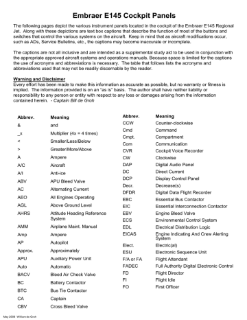 Embraer E145 Cockpit Panels User Manual | Manualzz