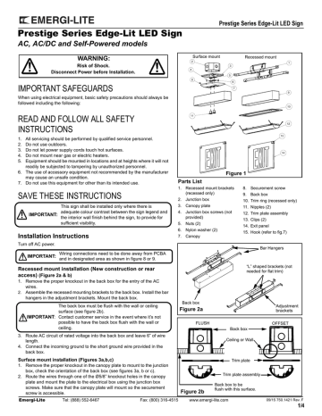 ABB Emergi-Lite US Prestige™ Edge-Lit Series Instructions | Manualzz