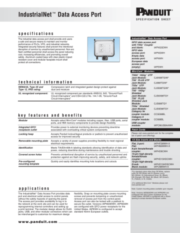 Panduit IAPHD9CWH VGA Insert Specification Sheets | Manualzz
