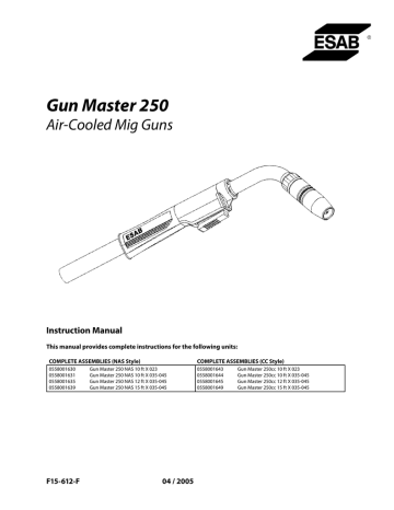 ESAB Gun Master 250 Air-Cooled Mig Guns Instruction manual | Manualzz