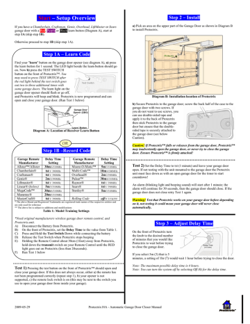 Garage Door Closer Protectrix 18A Manual | Manualzz