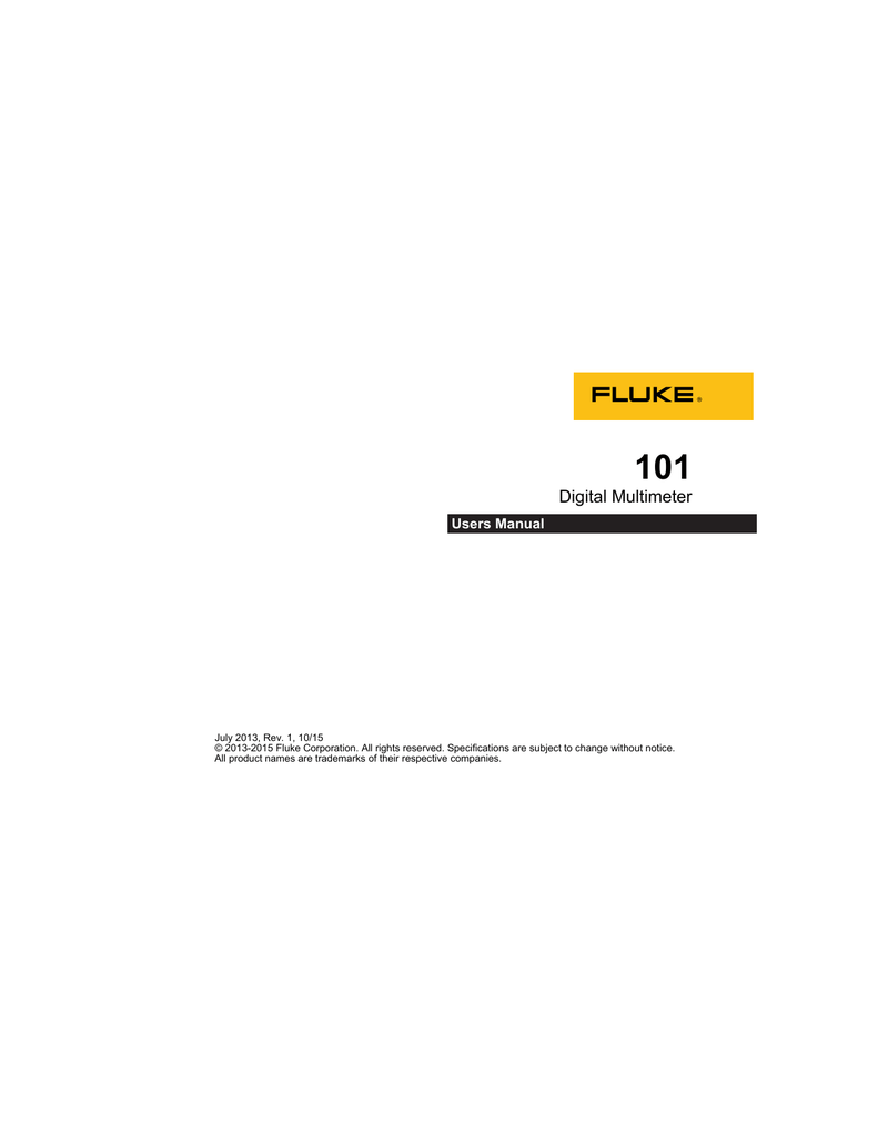 Fluke 101 Digital Multimeter Manual | Manualzz