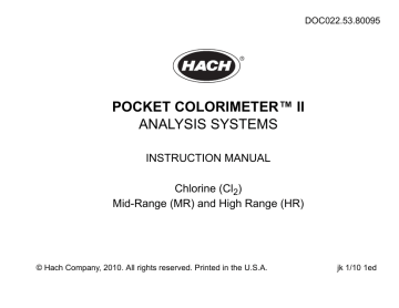 Hach Pocket Colorimeter II Chlorine Instruction Manual | Manualzz