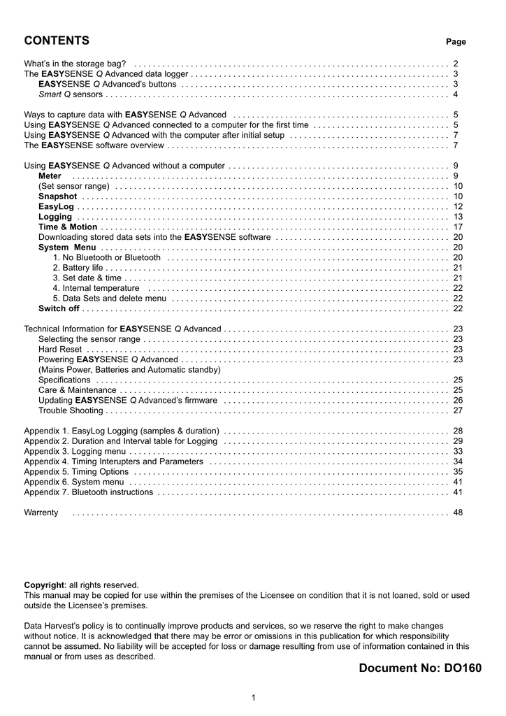 Data Harvest EASYSENSE Q Advanced manual | Manualzz