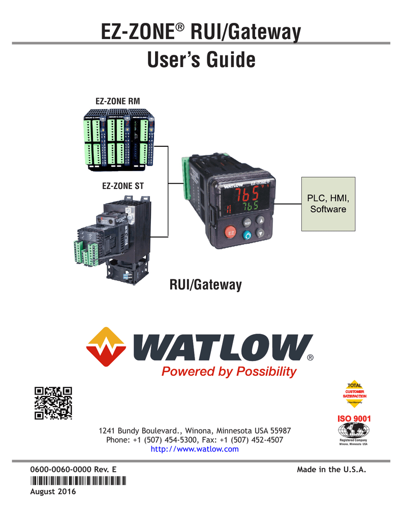Watlow EZ-ZONE RUI/Gateway User manual | Manualzz
