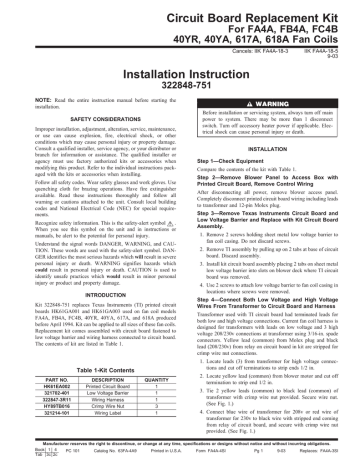 Circuit Board FA4A, FB4A, FC4B, 40YR, 40YA, 617A, 618A Installation ...