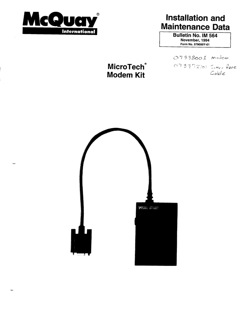 McQuay MicroTech Installation And Maintenance Data | Manualzz