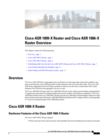 Cisco ASR 1000 ASR 1009-X and ASR 1006-X Hardware Installation Guide ...