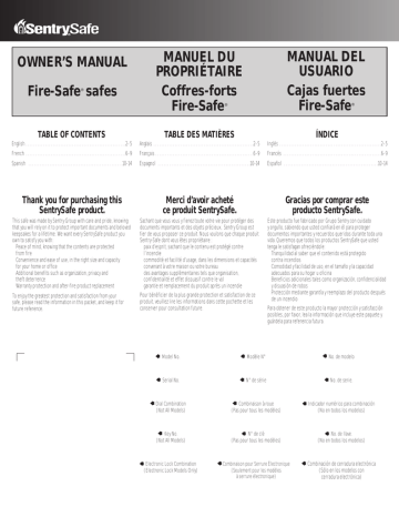 SentrySafe Fire Safe User Manual | Manualzz