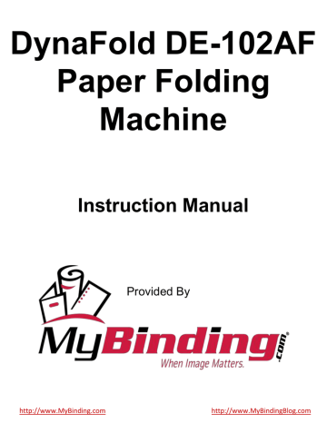 DynaFold DE-102AF Paper Folding Machine Instruction Manual | Manualzz